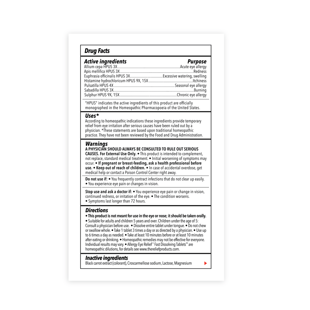 The Relief Products™» Allergy Eye Relief® Fast Dissolving Tablets™