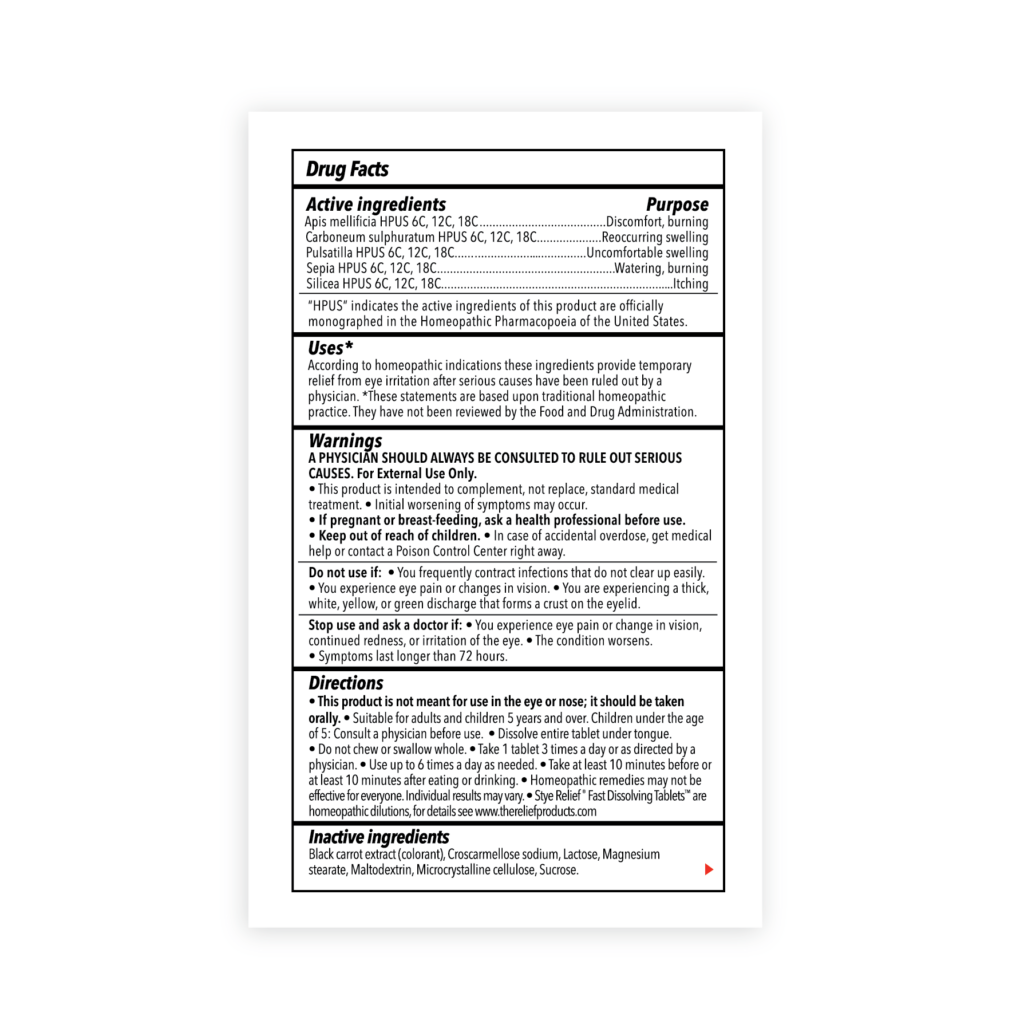 The Relief Products™» Stye Relief® Fast Dissolving Tablets™
